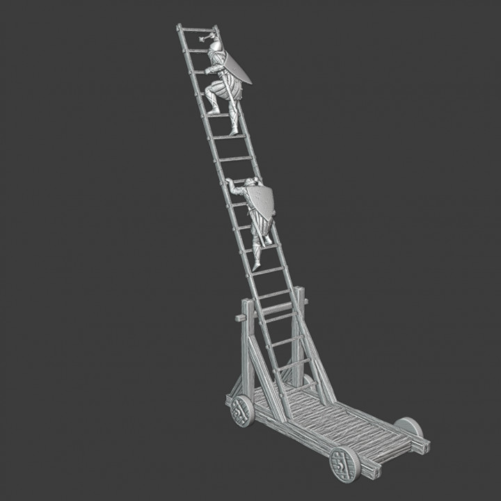 3D Printable Medieval siege ladder wagon by Northern Crusades Miniatures
