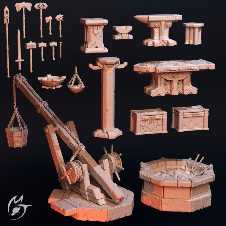 3D Printable The Dwarven Forge of Baragun Objects and Props by Making Tlon