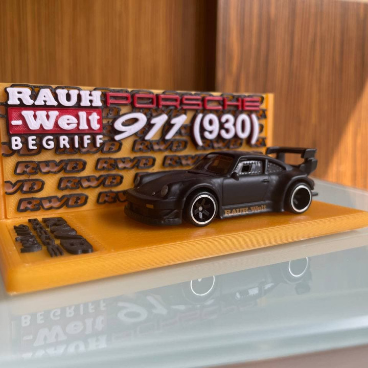 3D Printable Hotwheels/Tarmac Works RWB Porsche Display Base by Giga