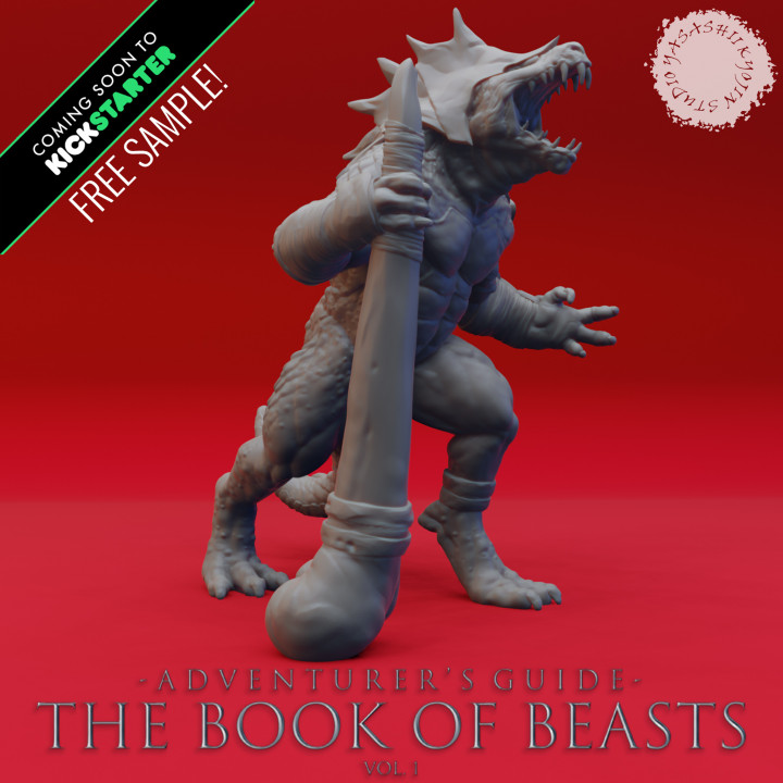 3D Printable Lizardfolk War Chief - Book of Beasts KS Sample - Tabletop ...