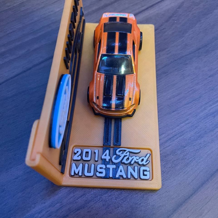 3D Printable Hotwheels 2014 Ford Custom Mustang Display Base by Giga