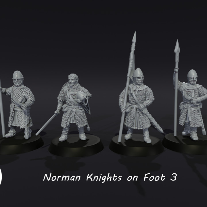 3D Printable Norman Knights on Foot 3 by Medbury Miniatures
