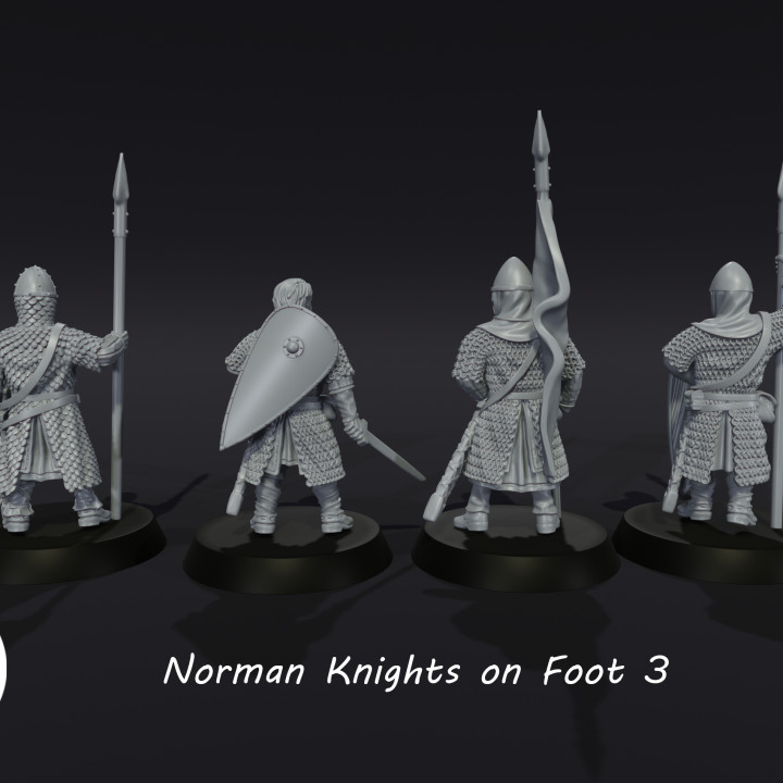 3D Printable Norman Knights on Foot 3 by Medbury Miniatures