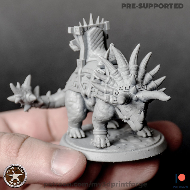 3D Printable Tribe Troll Female Priest on a Dinosaur by My3DPrintForge