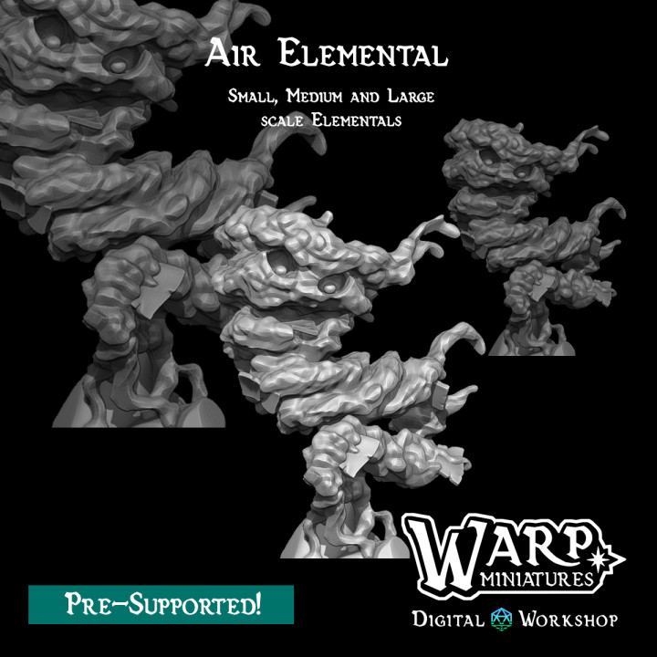 3D Printable Air Elemental - Small, Medium and Large by Warp Miniatures