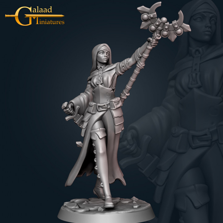 3D Printable Female Priest human - February Release by Galaad Miniatures