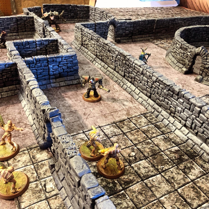 3D Printable Interior Dungeon Walls:18 Walls, scatter and modular with ...