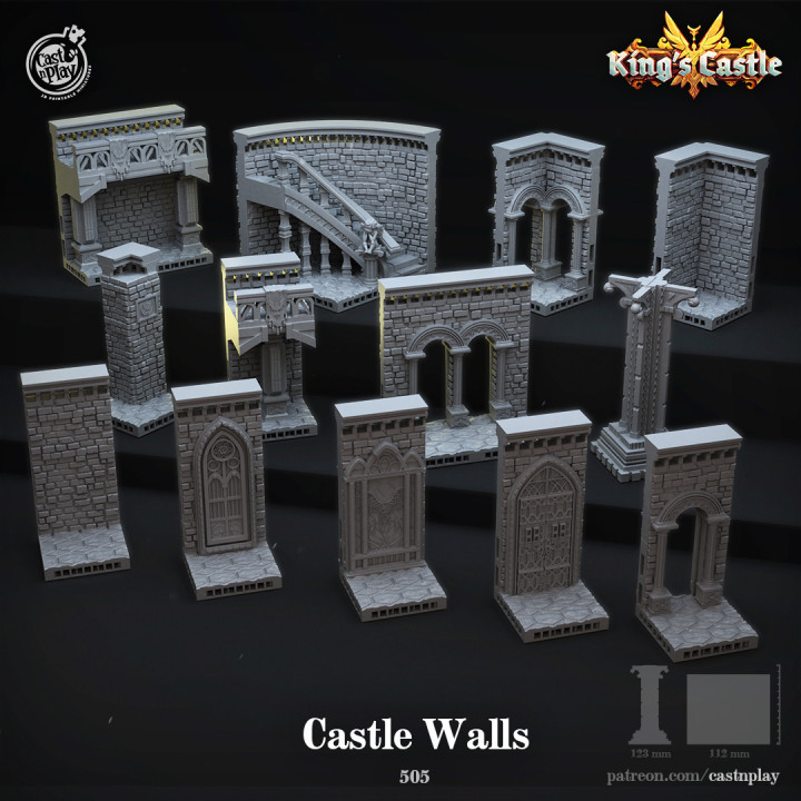 3D Printable Castle Walls (OpenLOCK) (Pre-Supported) by Cast n Play