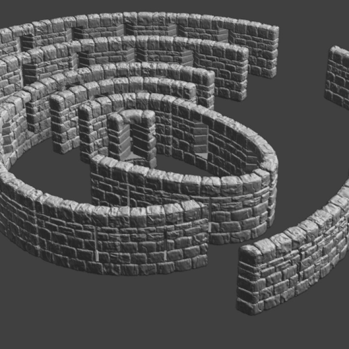 3D Printable Dungeon Stone Wall-On-Tile Curved by Devon Jones