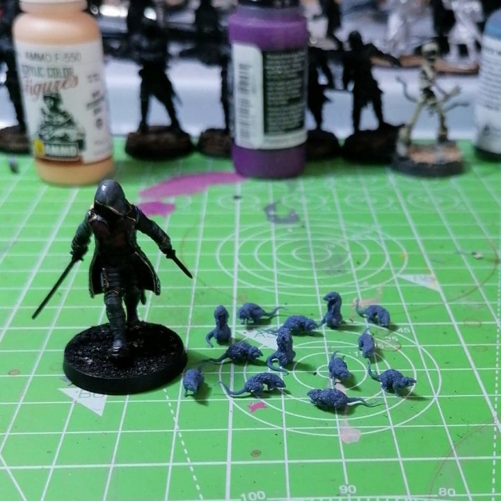3D Printable Rats - just normal standard rats! (Set of 4 x 32mm scale ...