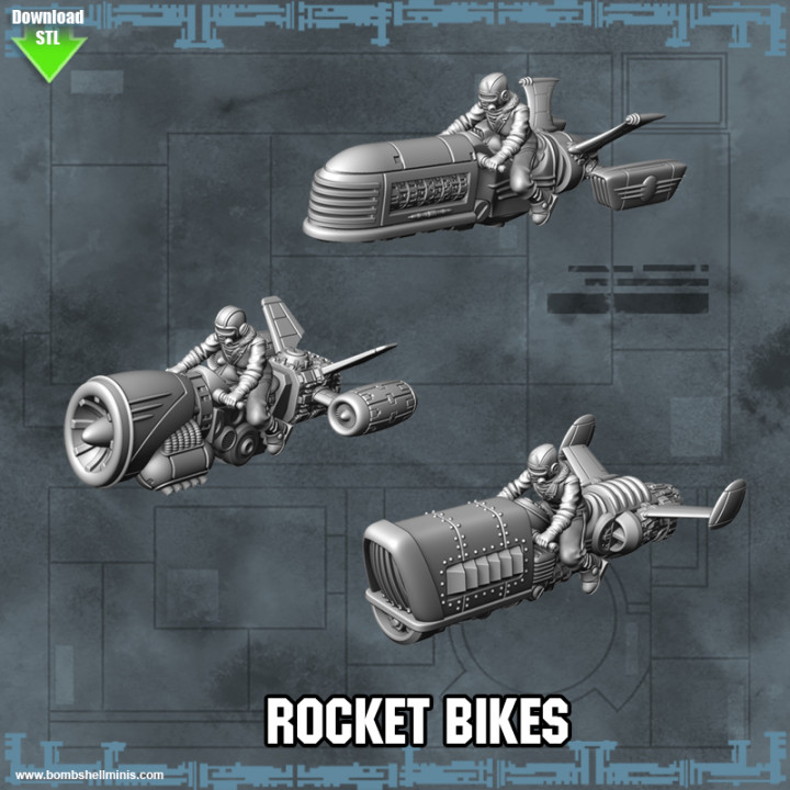 3D Printable Rocket Bikes Set by Bombshell Miniatures