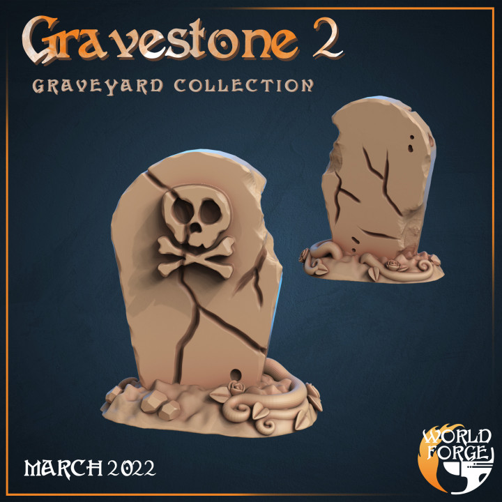 3D Printable Gravestones x9 by World Forge Miniatures