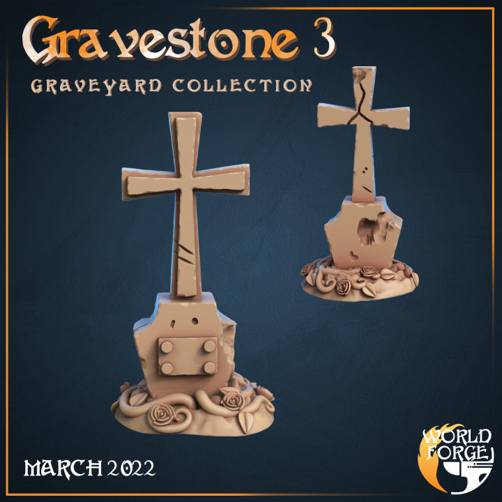 3D Printable Gravestones x9 by World Forge Miniatures