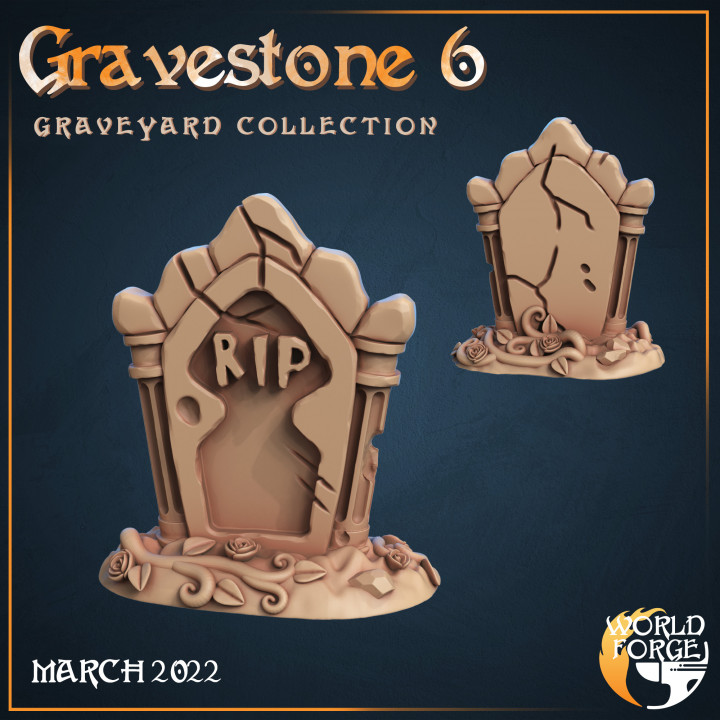 3D Printable Gravestones x9 by World Forge Miniatures