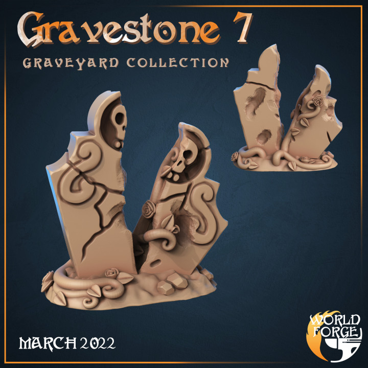 3D Printable Gravestones x9 by World Forge Miniatures