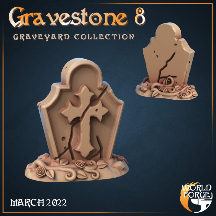 3D Printable Gravestones x9 by World Forge Miniatures