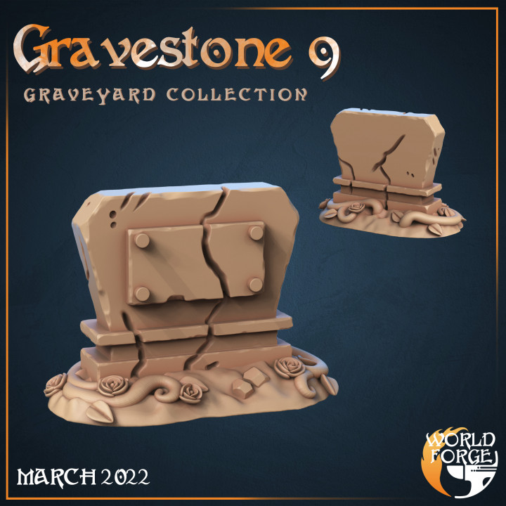 3D Printable Gravestones x9 by World Forge Miniatures