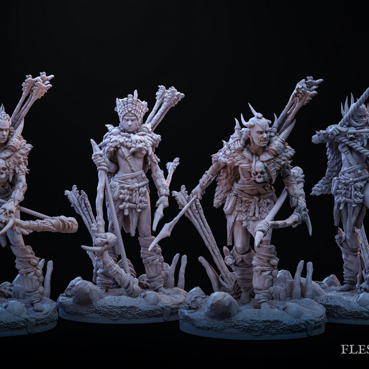 3D Printable Flesh hunters x4 by Bestiarum Miniatures