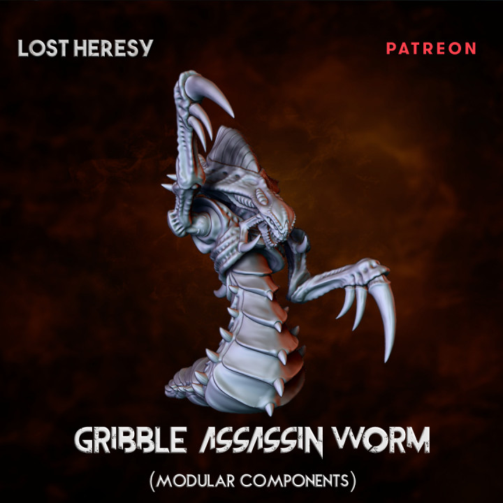 3D Printable Gribble Assassin Worm - Modular kit by Lost Heresy Miniatures