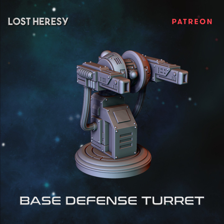 3D Printable Base Defense Turret by Lost Heresy Miniatures