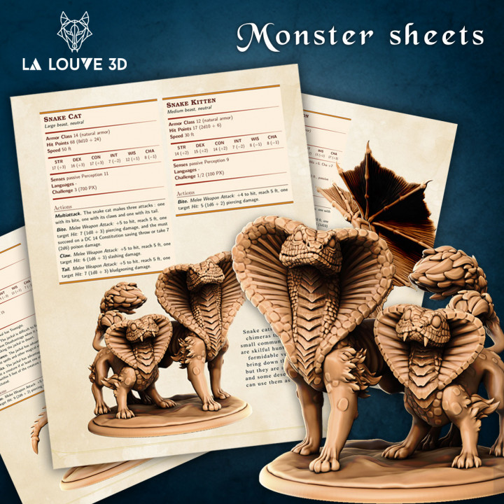 3D Printable Desert Creatures + monster sheets by La Louve 3D