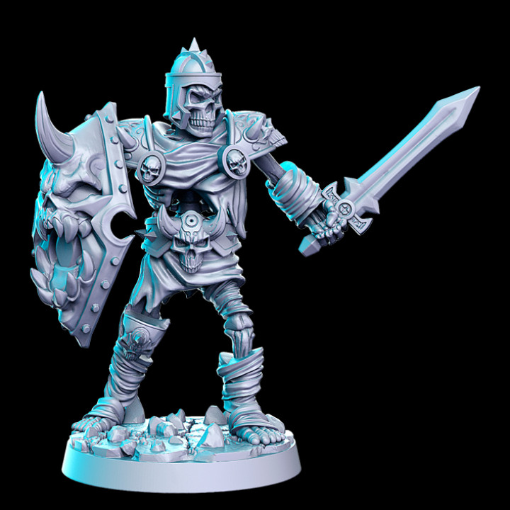 3D Printable Skeleton Warrior with sword and shield - 32mm - DnD by RN ...