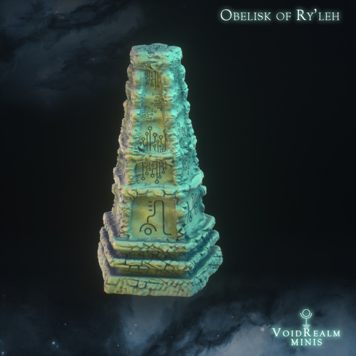 3D Printable Obelisk of R'lyeh by VoidRealm Minis