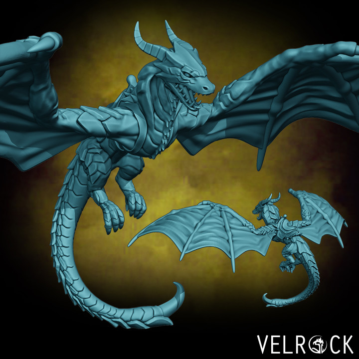 3D Printable Wyvern Mount 1 (PRESUPPORTED) by Velrock Art Miniatures