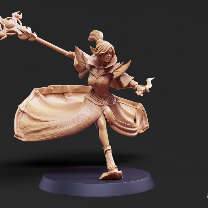 3D Printable Drow Cleric Pose 2 - 4 Variants and 2 Pinups by PSMiniatures