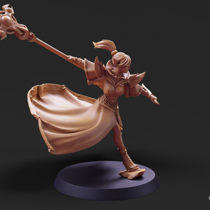3D Printable Drow Cleric Pose 2 - 4 Variants and 2 Pinups by PSMiniatures