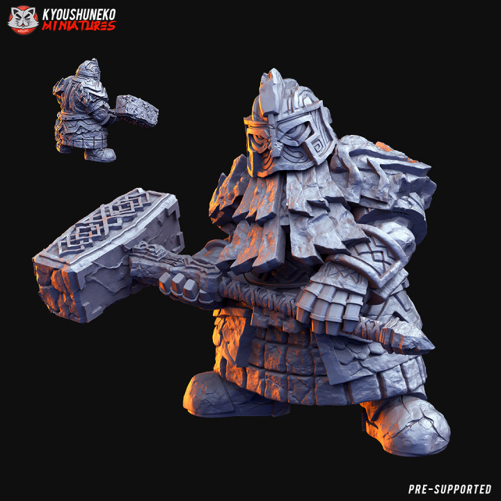 3D Printable Dwarf Rune Guardian Golem C by Kyoushuneko Miniatures