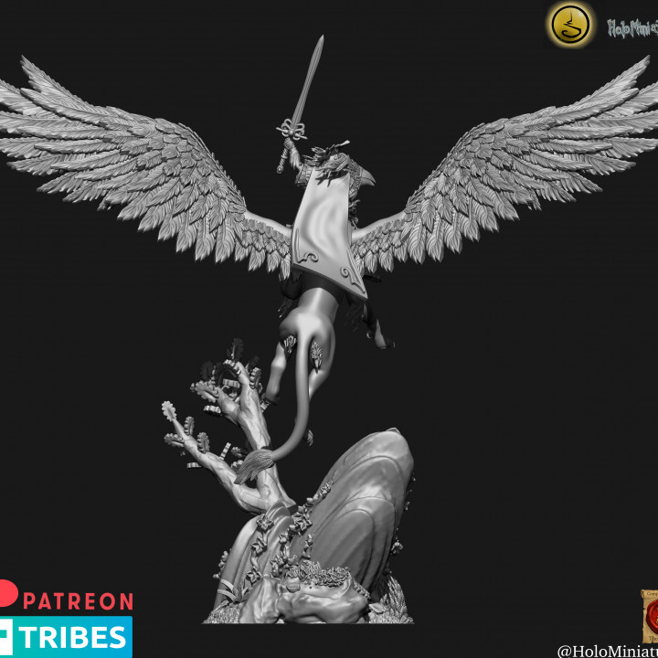 3D Printable High elves lord on Gryphon (elf) by HoloMiniatures