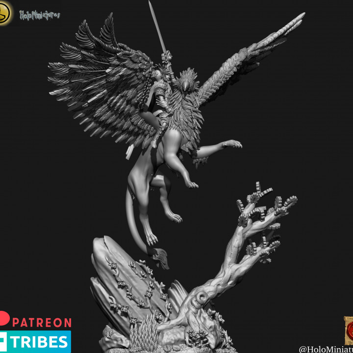 3D Printable High elves lord on Gryphon (elf) by HoloMiniatures