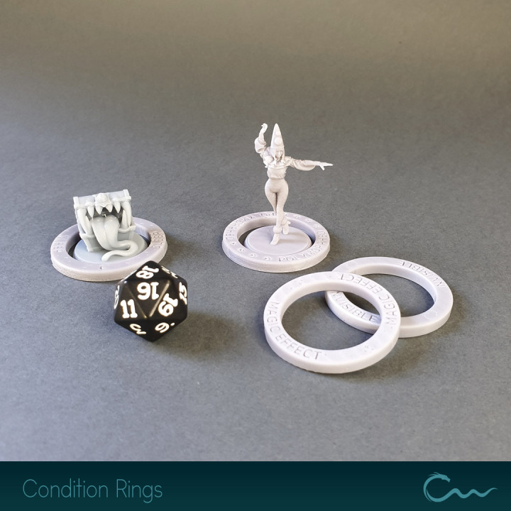 3D Printable 50 TTRPG Condition and Spell Rings by The Cape Wyrm
