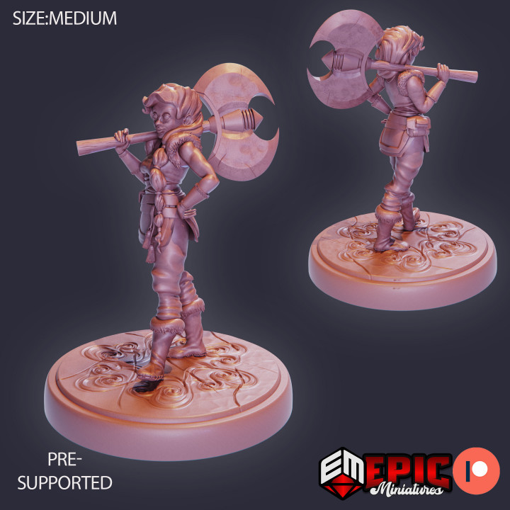 3D Printable Half Dwarf Adventurer Set / Female Dwarven Warrior by Epic-Miniatures