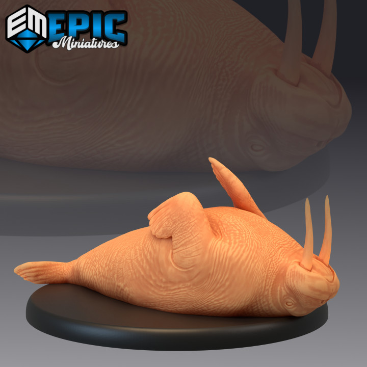 3D Printable Walrus Set / Wild Animal / Winter Encounter by Epic-Miniatures