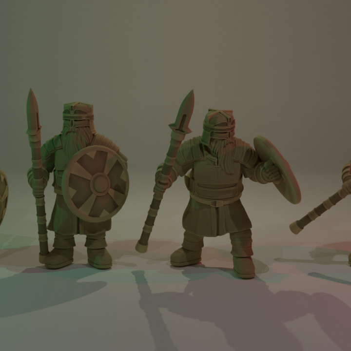 3D Printable Dwarf Spearmen by The Cavy Forge