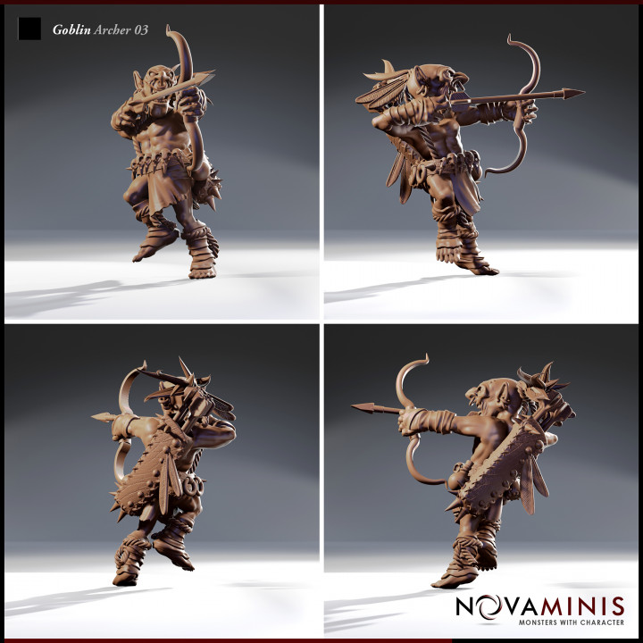 3D Printable Goblin Archer Pack 01 by NovaMinis