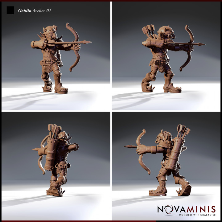 3D Printable Goblin Archer Pack 01 by NovaMinis