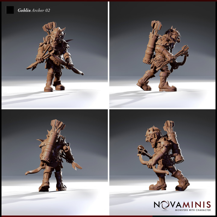 3D Printable Goblin Archer Pack 01 by NovaMinis