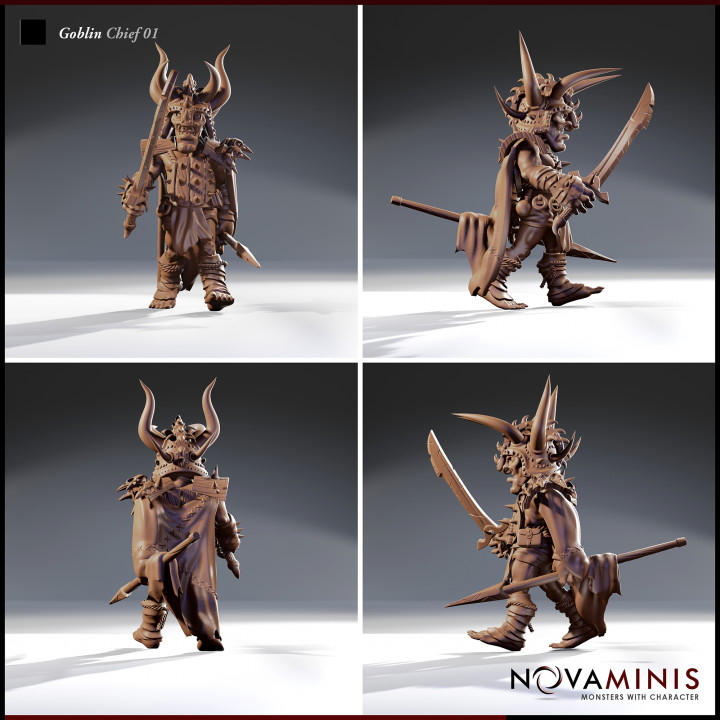 3D Printable Goblin Commander Pack 01 by NovaMinis