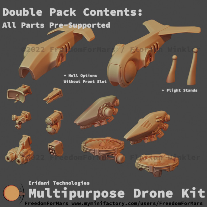 3D Printable Eridani Multipurpose Drone Kit by FreedomForMars / Florian ...