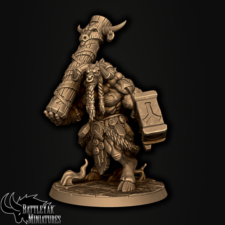 3D Printable Runehorn Stonebreaker Totem-Bearer by Battle Yak Miniatures