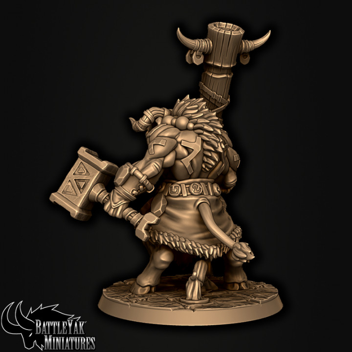 3D Printable Runehorn Stonebreaker Totem-Bearer by Battle Yak Miniatures