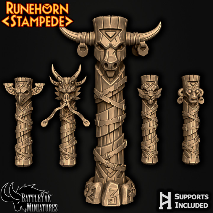 3D Printable Runehorn Stonebreaker Totem-Bearer by Battle Yak Miniatures
