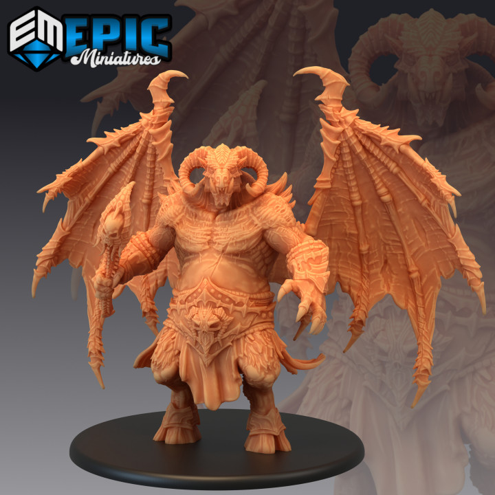 3D Printable Orc Demon Lord Set / Bone Devil / Undead Boss / Winged ...