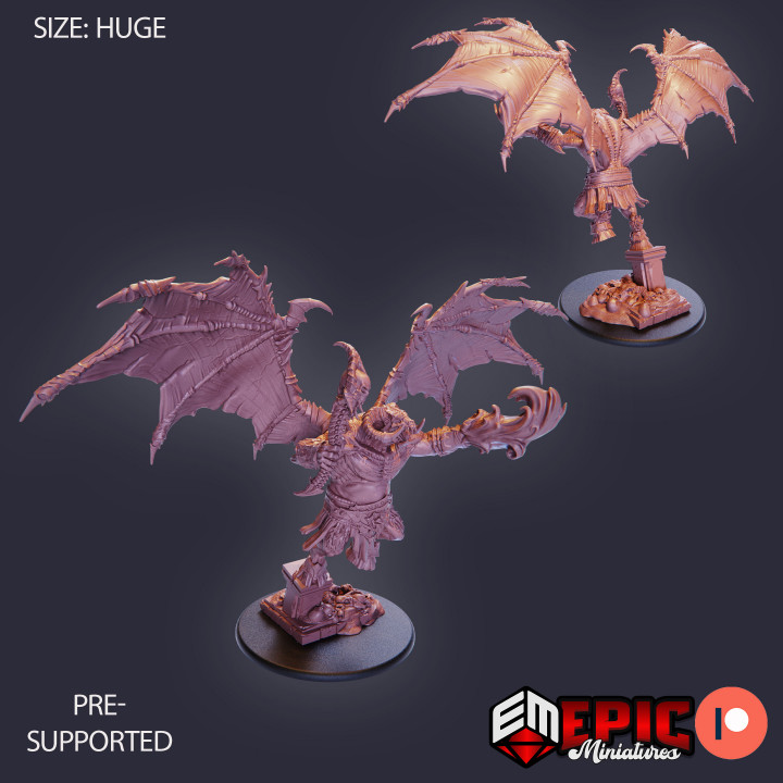 3D Printable Orc Demon Lord Set / Bone Devil / Undead Boss / Winged ...