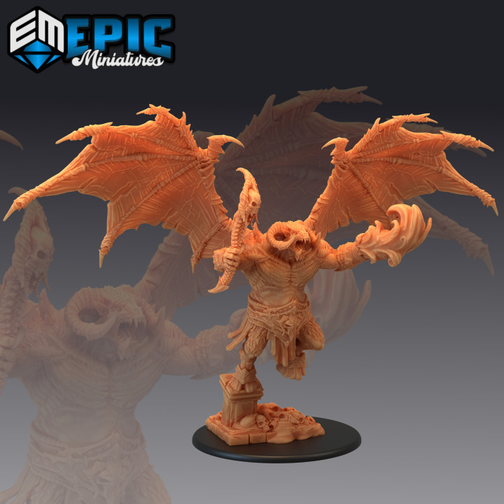 3D Printable Orc Demon Lord Set / Bone Devil / Undead Boss / Winged ...