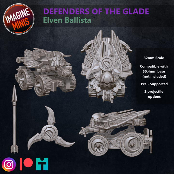 3D Printable Defenders Of The Glade - Elven Ballista by Imagine Minis