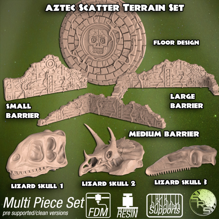 3D Printable Aztec Themed Scatter Terrain by Sync Ratio Systems